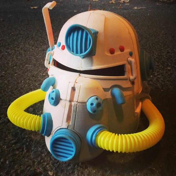 3D Print of Fallout 3 - T51-b Power Armour Helmet by glowcircuit