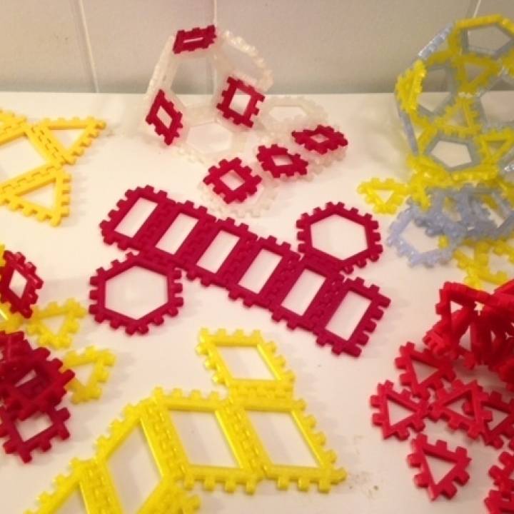 3D Printable Polyhedra - Hinged Nets and Snap Tiles by mathgrrl