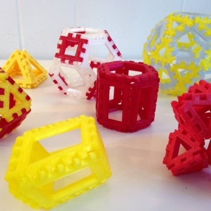3D Printable Polyhedra - Hinged Nets and Snap Tiles by mathgrrl