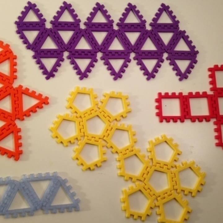 3D Printable Polyhedra - Hinged Nets and Snap Tiles by mathgrrl