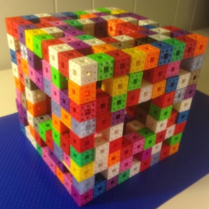 3D Printable Level 4 Menger sponge built out of 400 Level 2 Menger sponges by mathgrrl