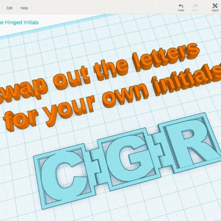 3D Printable Personalizable Hinged Initials by mathgrrl