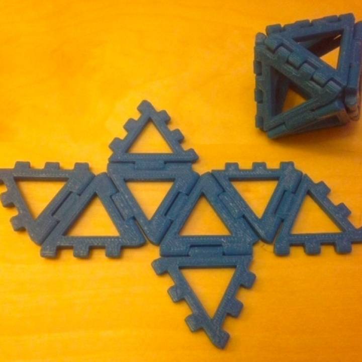 3D Printable Customizable hinge/snap Octahedron net by mathgrrl