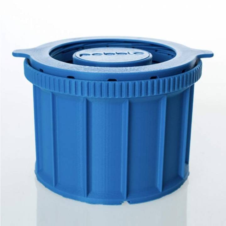 3D Printable Pebble display case with Iris opening. by Matthew Davis