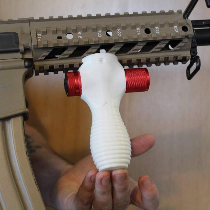 3D Printable Vertical Foregrip with Flashlight by Kirby Downey
