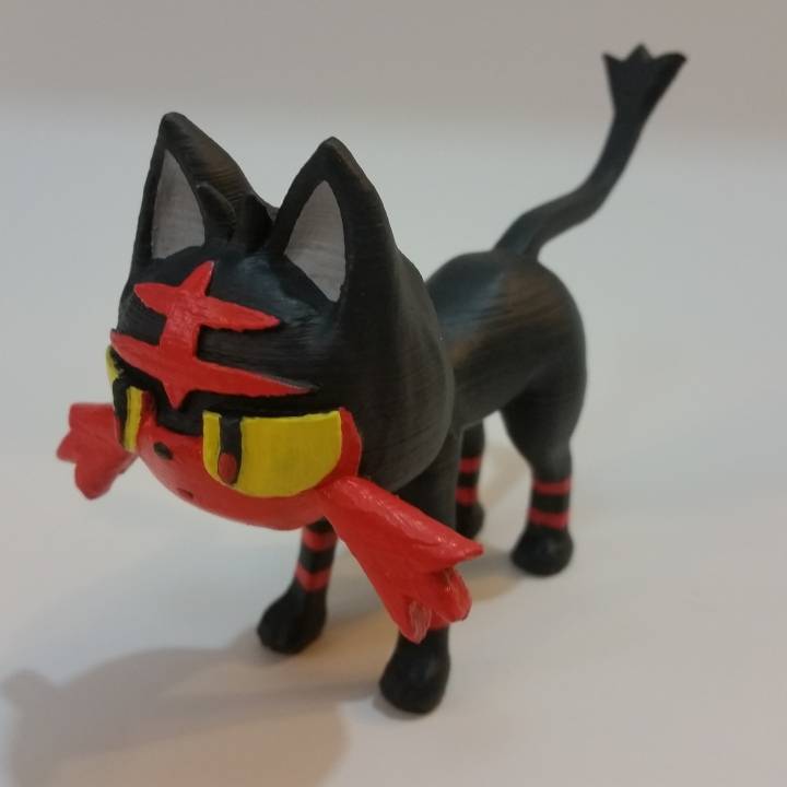 3D Printable Litten - Pokemon Sun & Moon Fire Starter by Garrett Kearney