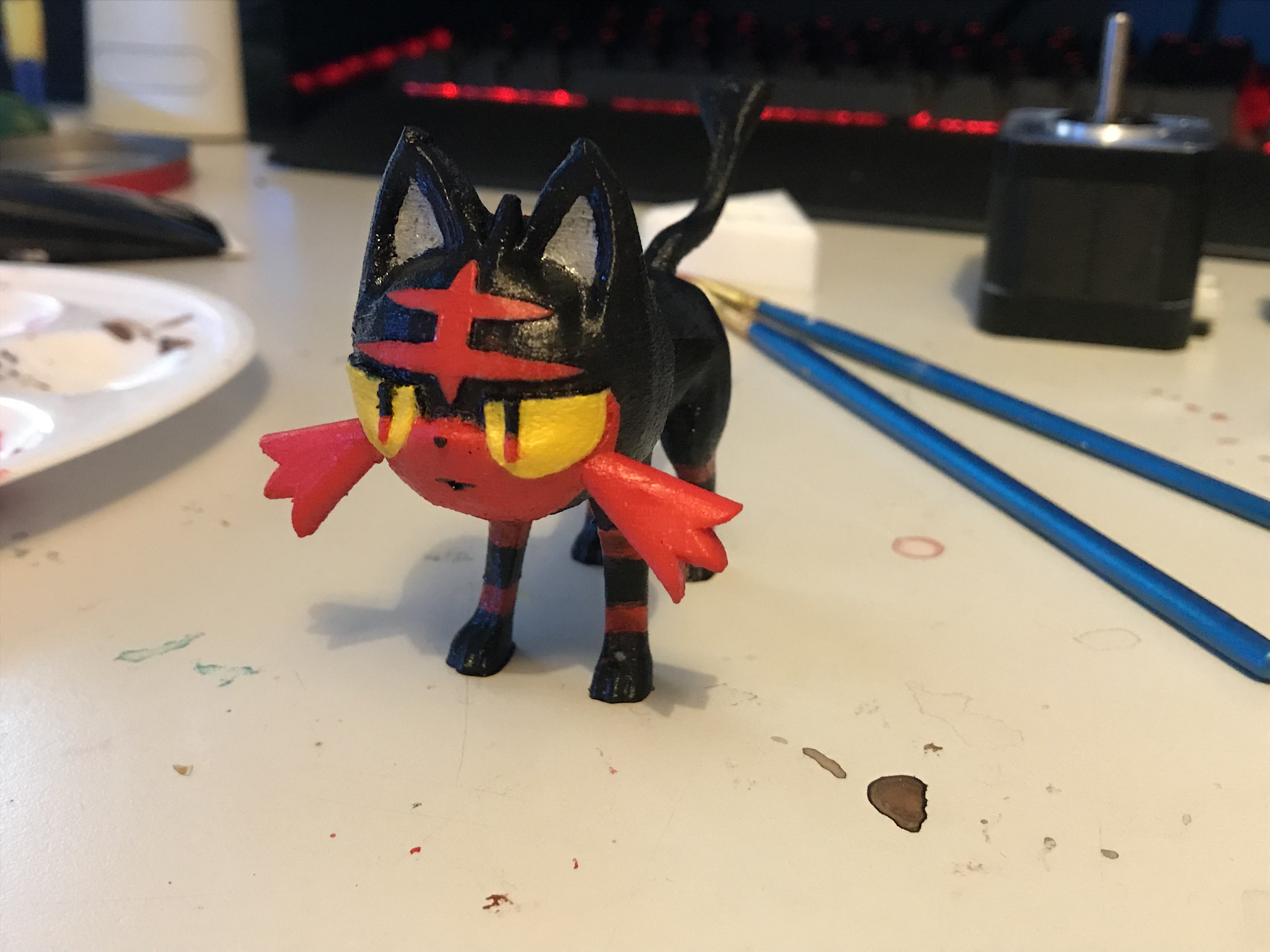 3D Printable Litten - Pokemon Sun & Moon Fire Starter by Garrett Kearney