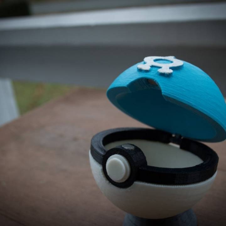 3D Printable Team Aqua Pokeball, with magnetic clasp by 3D Central