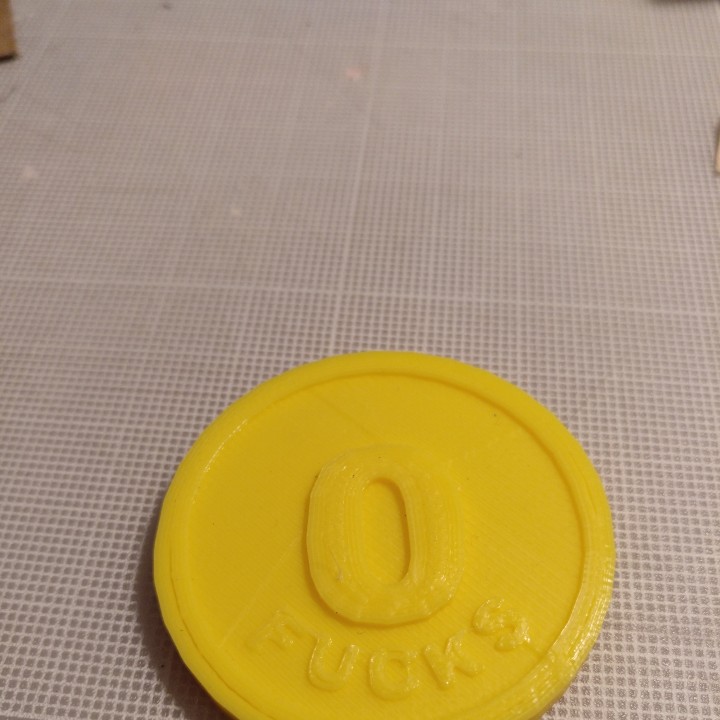 3D Print of zero f*cks given coin by cargUlet