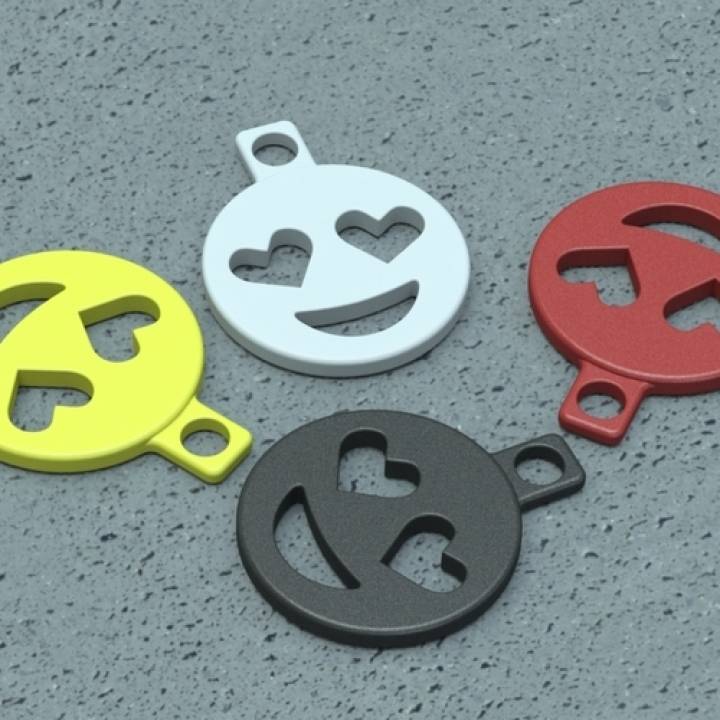 3D Printable Heart Eyes Emoji Keychain Addon by Steve Dakh
