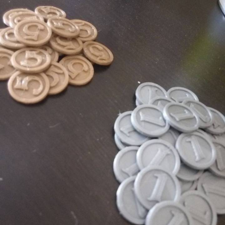 3D Printable Caylus BoardGame Coin Upgrade by Alberto Fernández vega