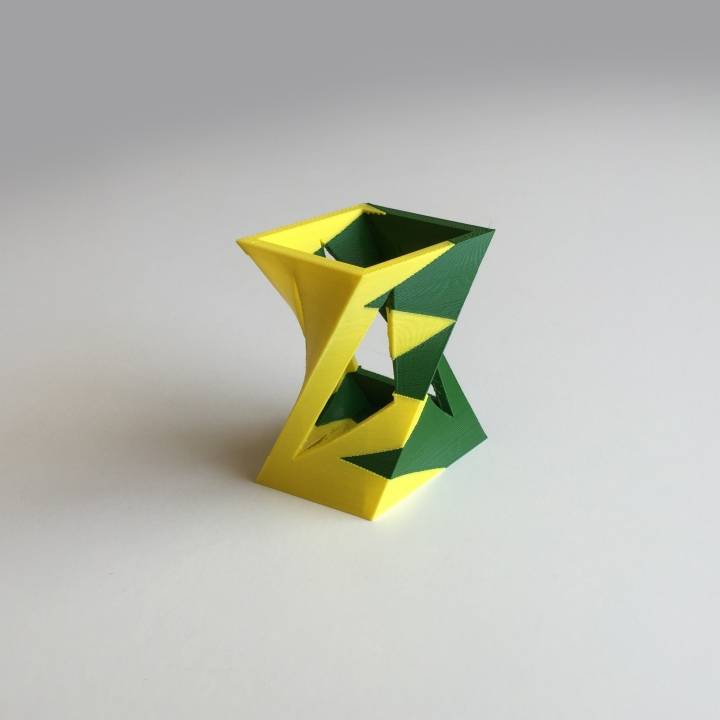 3D Printable Twisted Box Vase (Dual Extrusion / 2 Color) by David Mussaffi