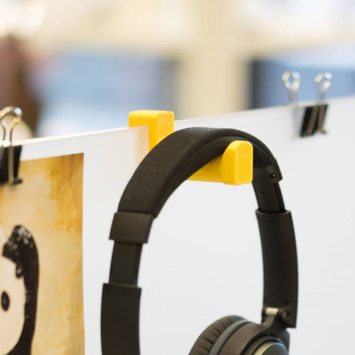 3D Printable Headphone holder for office desk divider by Shawn