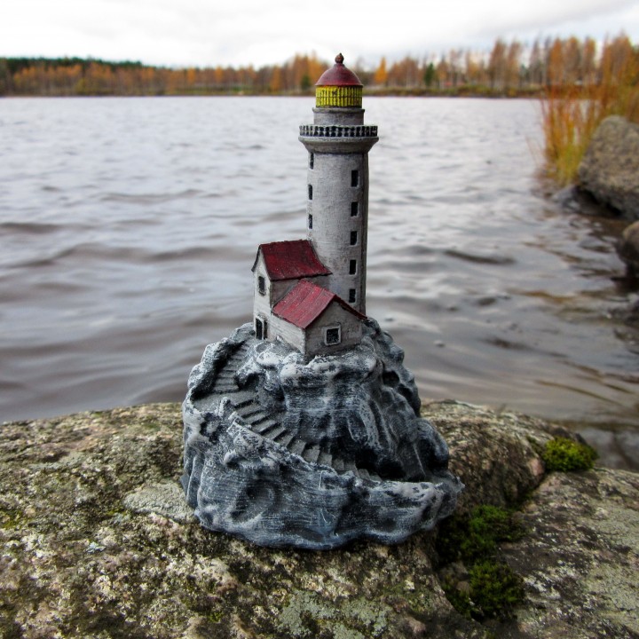 3D Printable Lighthouse on a rock by Jukka Seppänen