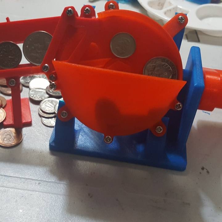 3D Printable Hand Powered Mechanical Canadian Coin Sorter by Norman Chong