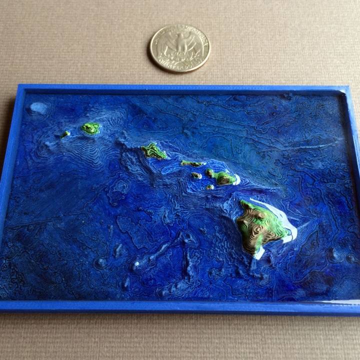 3D Printable Hawaiian Islands with seafloor by Conor O'Kane