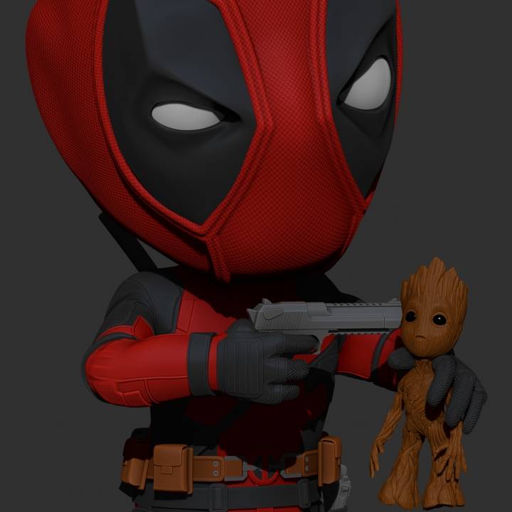 3D Printable Deadpool vs Groot by Ben-3D