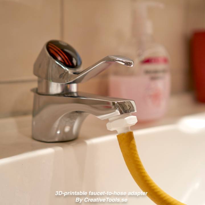 3D Printable 3D-printable faucet-to-hose adapter by CreativeTools.se