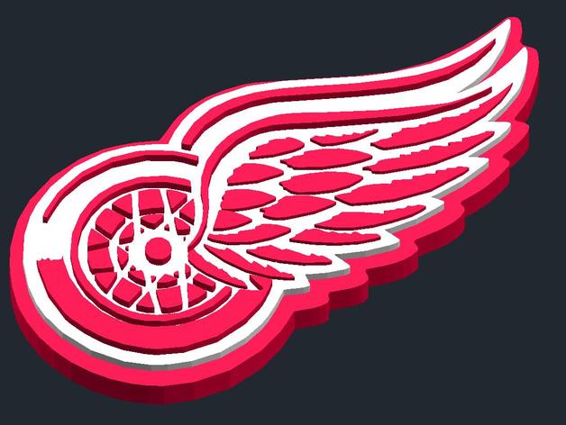 3D Printable Detroit RedWings - Logo by Chris Schneider