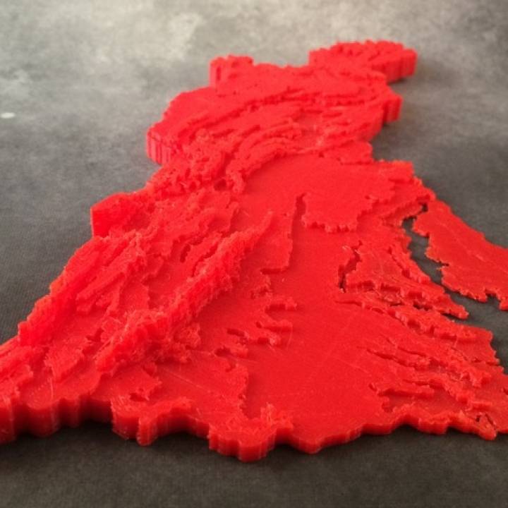 3D Printable Chesapeake Bay Watershed Contour Map by Josh Ajima