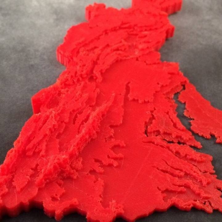 3D Printable Chesapeake Bay Watershed Contour Map by Josh Ajima