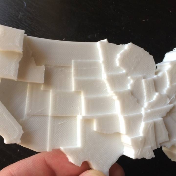 3D Printable United States by Average Daily Precipitation by Dano Wall