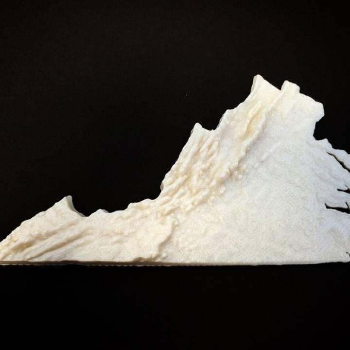 3D Printable Virginia Topographic Map by Josh Ajima