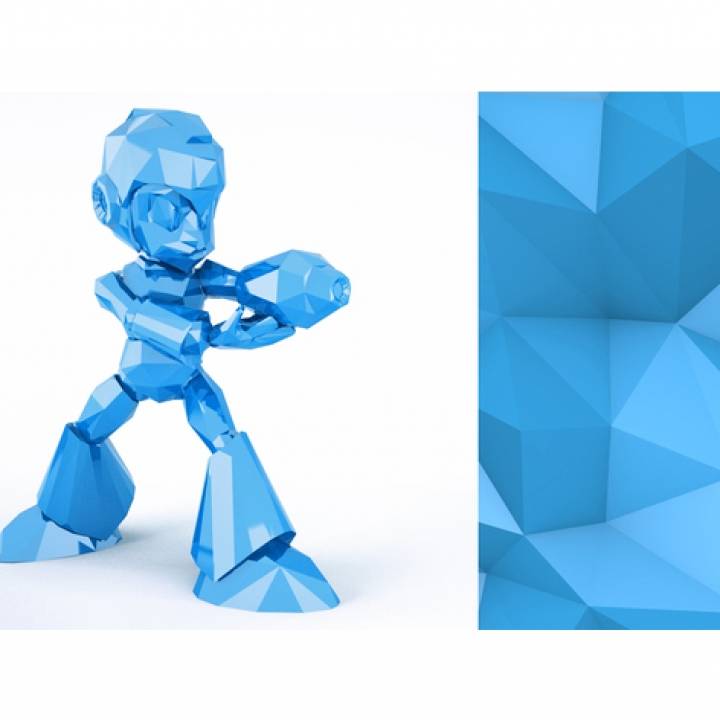 3D Printable Mega Man Action Figure_Low Poly by William D'Ambrosio