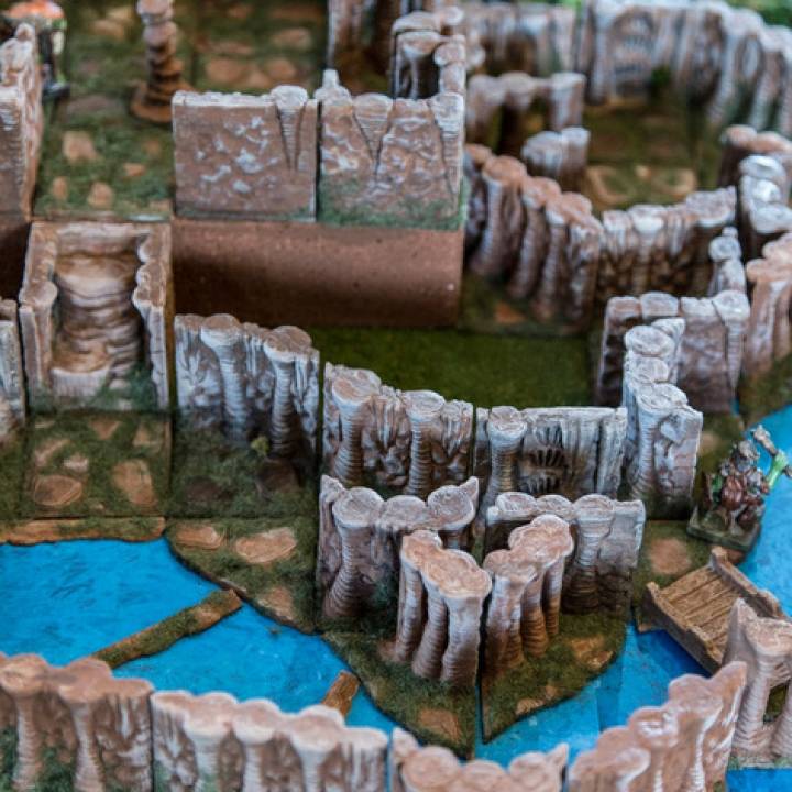 3D Printable Caverns Dungeon Tiles - Floor Section by Printable Scenery