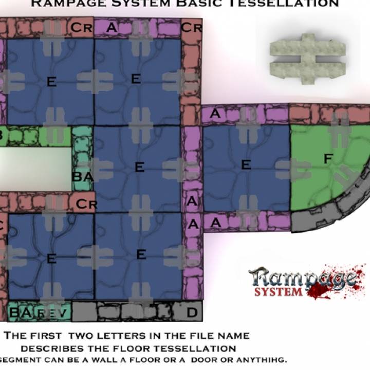3D Printable Rampage Dungeon Tiles - Basic Set 5.4 Updated by Printable Scenery