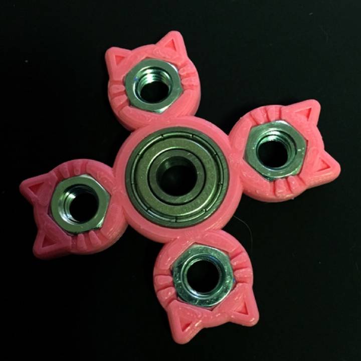 3D Printable Quad Hex Nut Cat Spinner by Lucina M