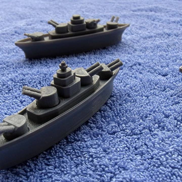 3D Printable BATTLESHIPS - With Rotating Gun Turrets (No Support ...