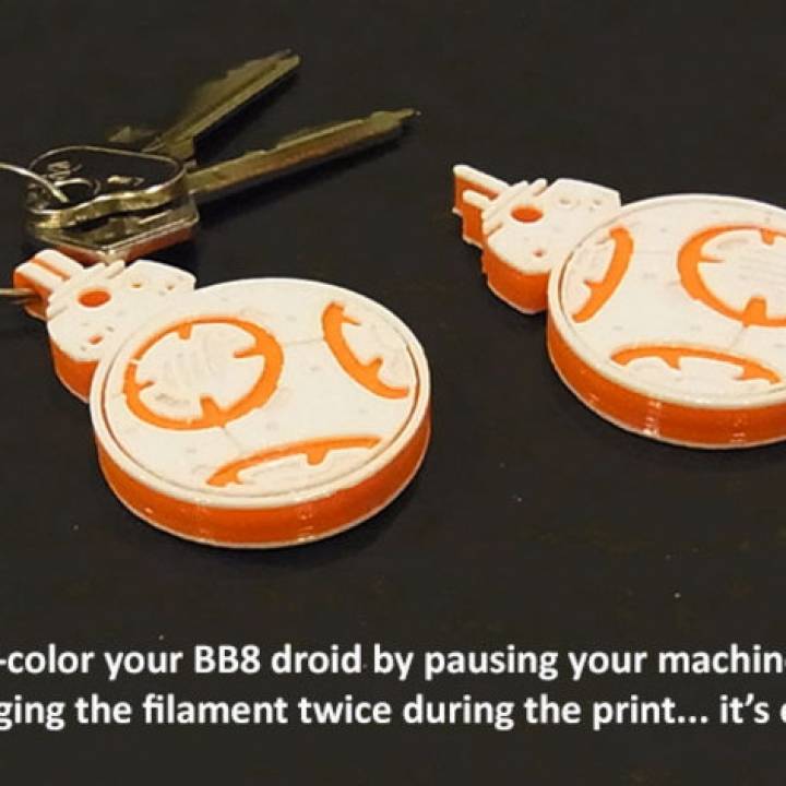 3D Printable Rotating BB8 Droid And BB8 Key Fob by Muzz64