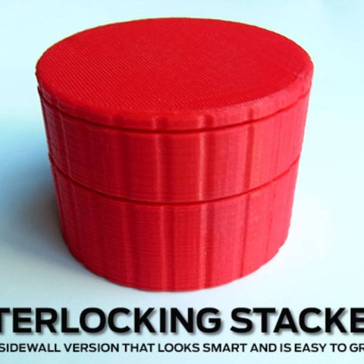 3D Printable Ribbed Sidewall Interlocking Stackerz by Muzz64