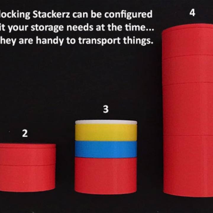 3D Printable Ribbed Sidewall Interlocking Stackerz by Muzz64