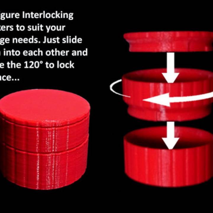 3D Printable Ribbed Sidewall Interlocking Stackerz by Muzz64