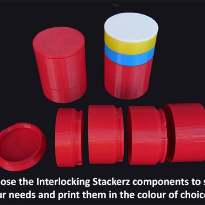 3D Printable Ribbed Sidewall Interlocking Stackerz by Muzz64