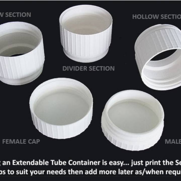 3D Printable Extendable Modular Tube Container by Muzz64