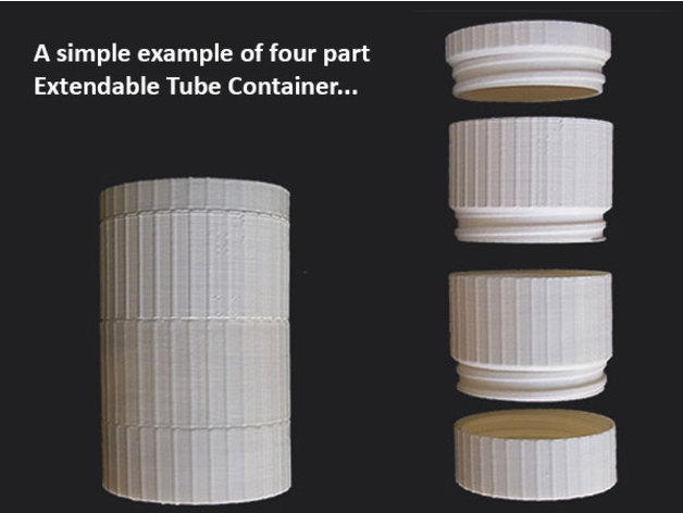 3D Printable Extendable Modular Tube Container by Muzz64