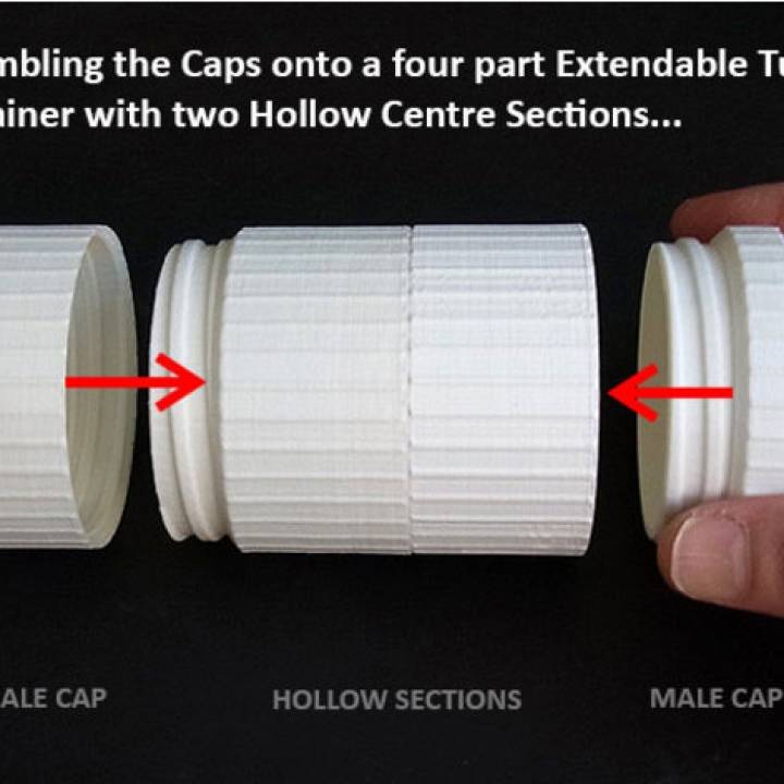 3D Printable Extendable Modular Tube Container by Muzz64