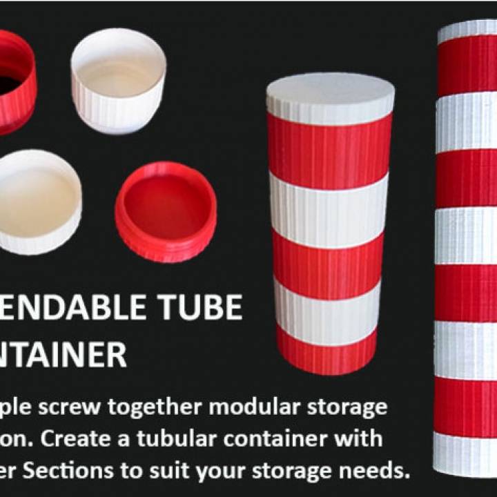 3D Printable Extendable Modular Tube Container by Muzz64