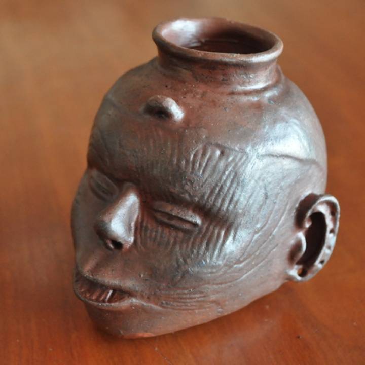 3D Printable Prehistoric Native American Head Pot by Whitney Potter