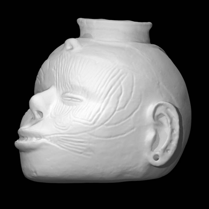 3D Printable Prehistoric Native American Head Pot by Whitney Potter