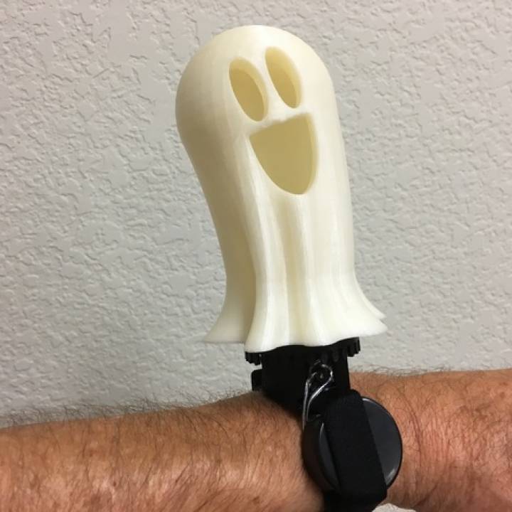 3D Printable Lighted Motorized Halloween Ghost Bracelet by Greg Zumwalt