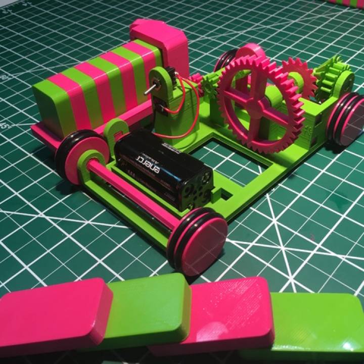 3D Printable The Pink and Green Domino Machine by Greg Zumwalt