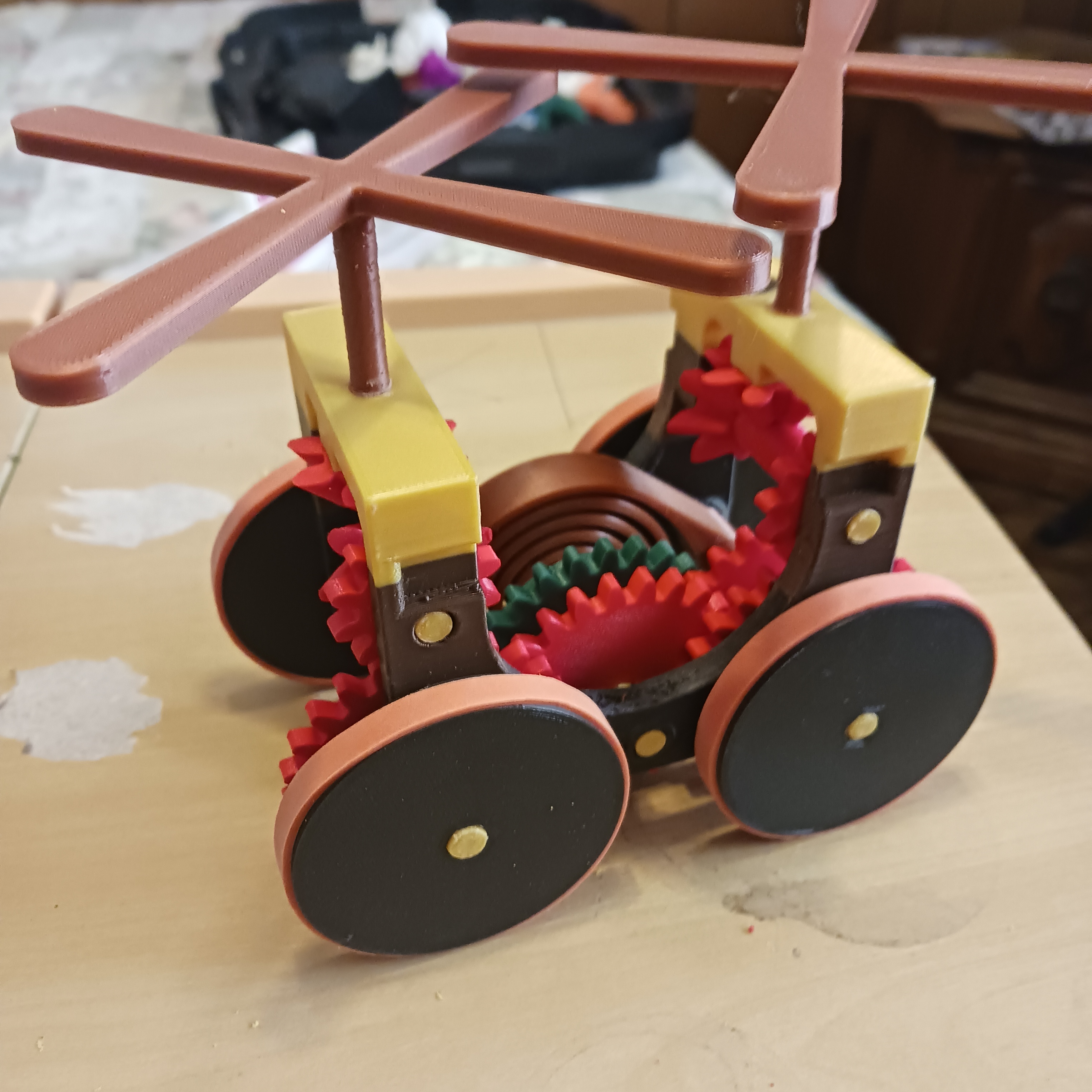 3D Printable PLA Spring Motor Windup Helicopter by Greg Zumwalt