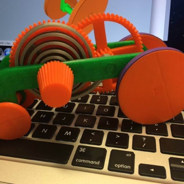 3D Printable PLA Spring Motor, Rolling Chassis by Greg Zumwalt