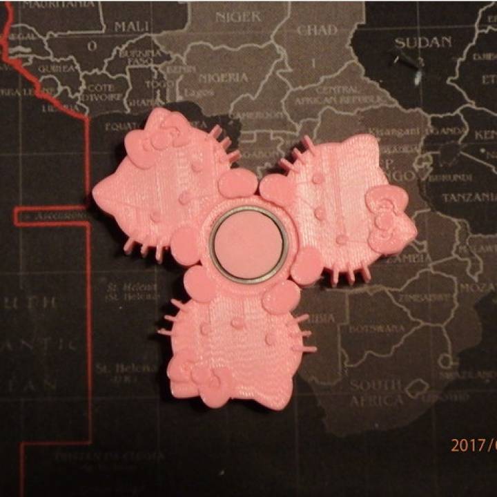 3D Printable Hello Kitty Fidget Spinner - Wingnut2k #2 by James Robison