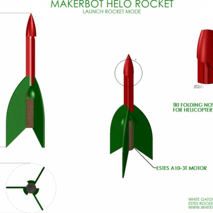 3D Printable Helo model Rocket & Launch Pad (Estes Style) by Mark Fuller