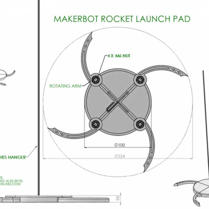 3D Printable Helo model Rocket & Launch Pad (Estes Style) by Mark Fuller